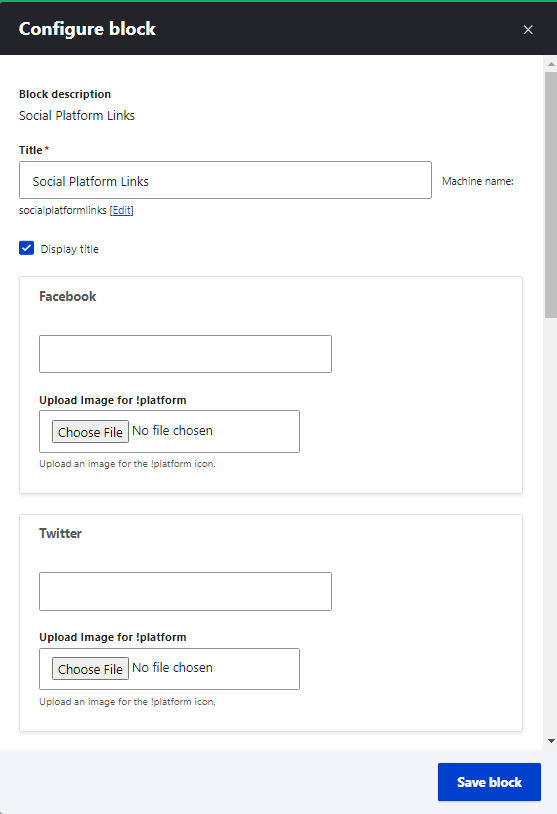 Social Platform Links Block | Drupal.org